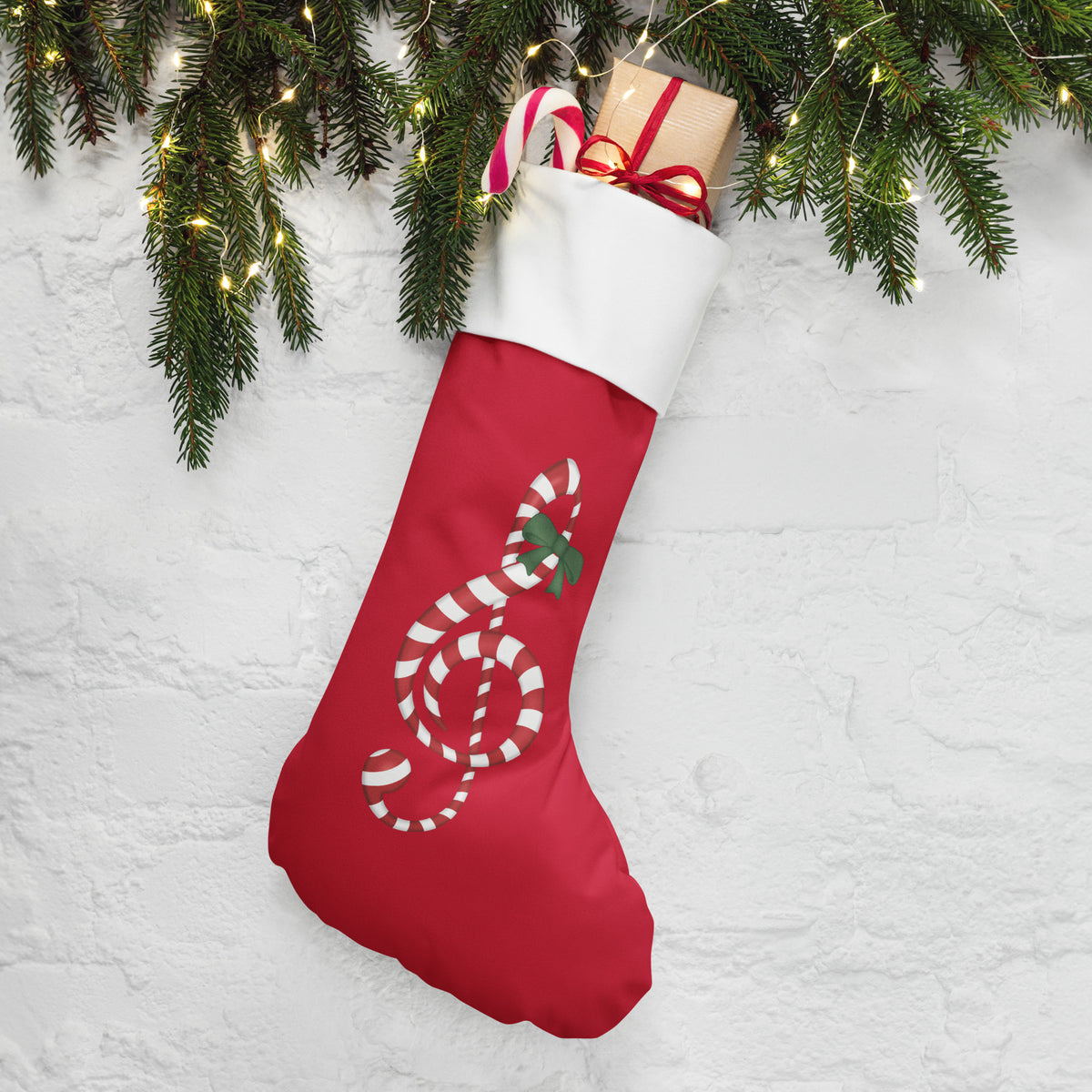 Candy Cane Treble Clef Christmas Stocking [US Shipping Only ...